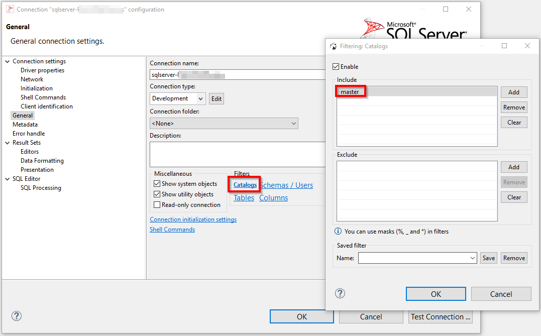 Bug in setting Catalogs filters in SQL server connection · Issue #4632 ...