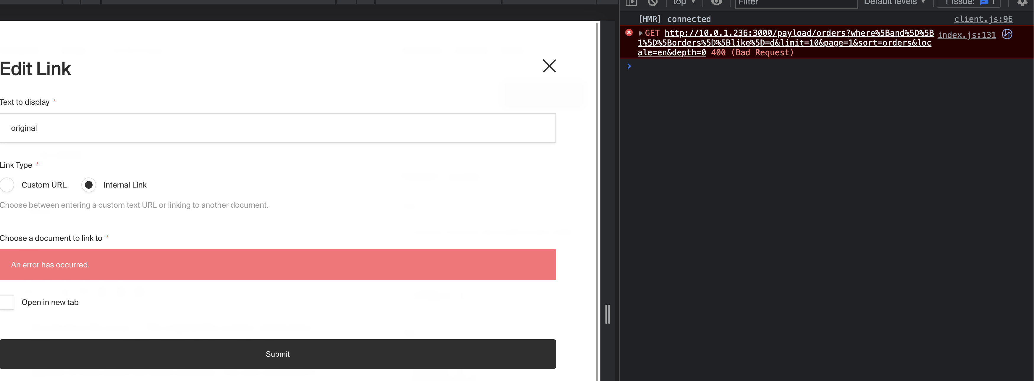 RichText Internal Link autocomplete drop down filtration error · Issue #2568 · payloadcms ...
