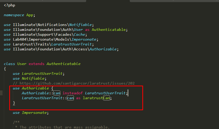 How do i fix this ? i am using laravel 8 with santigarcor/laratrust ...