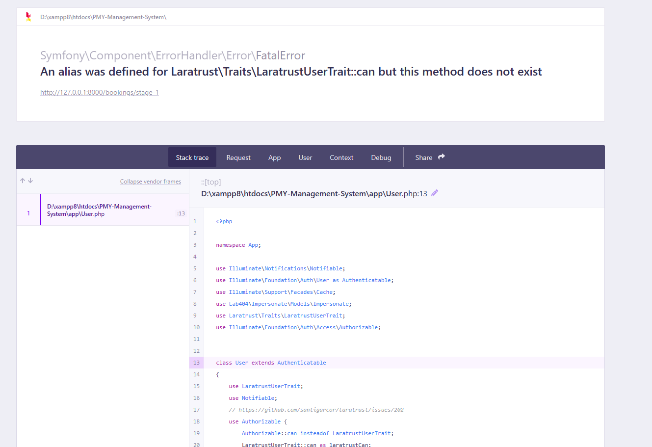 How do i fix this ? i am using laravel 8 with santigarcor/laratrust": "^6.0 · Issue #613 ...