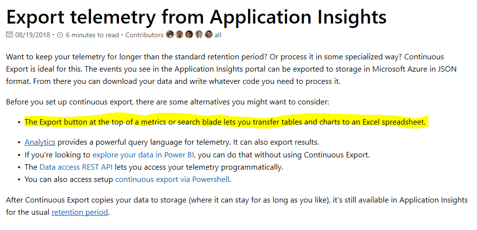 Metrics into Excel · Issue #18105 · MicrosoftDocs/azure-docs · GitHub