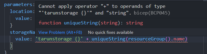 Improve `string + string` error message · Issue #3934 · Azure/bicep · GitHub