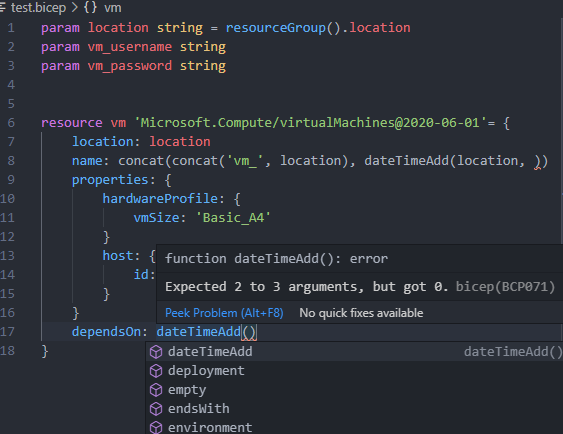 Intellisense for functions signatures · Issue #796 · Azure/bicep · GitHub