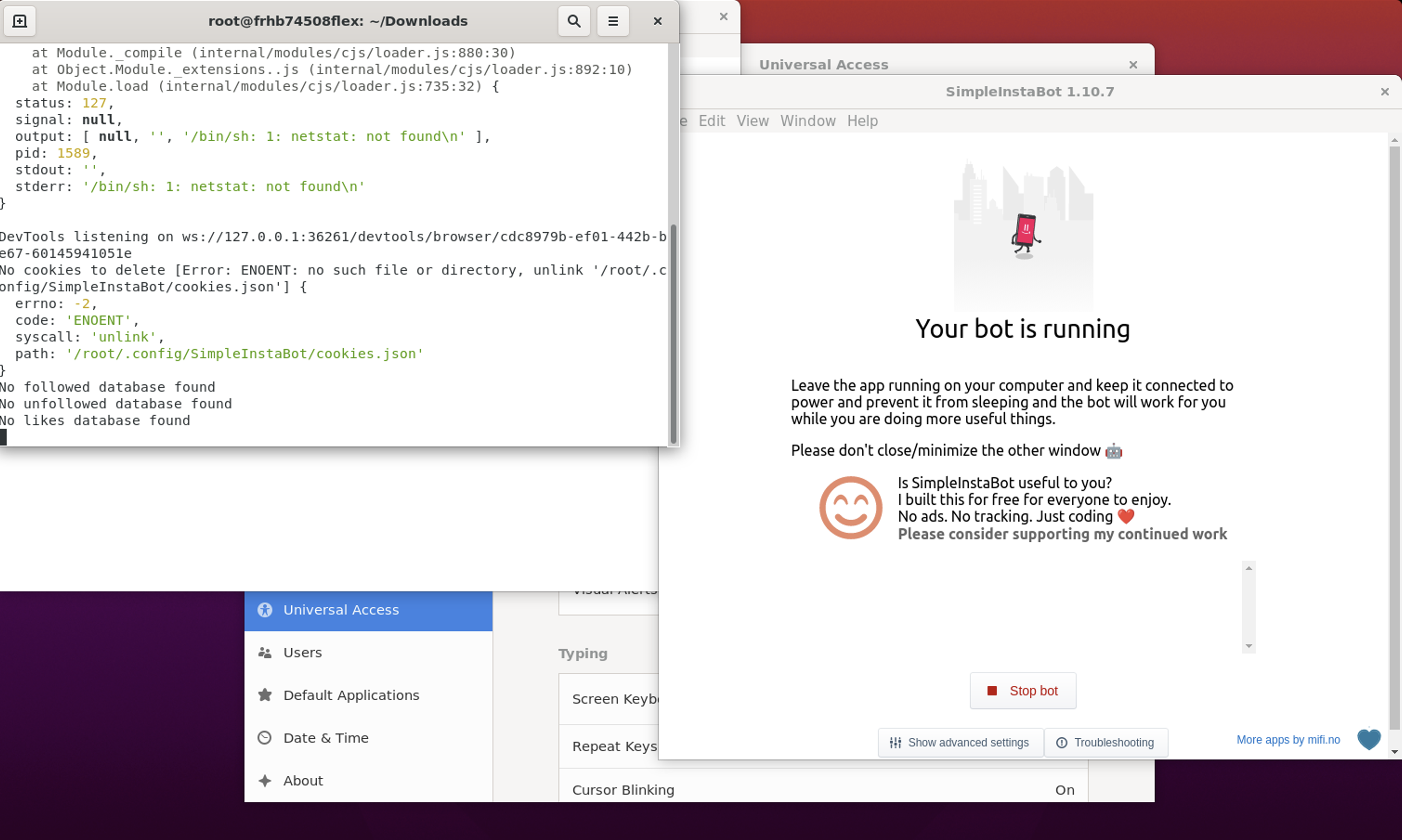 Bot Never Starts After Database Check · Issue #151 · mifi/SimpleInstaBot · GitHub