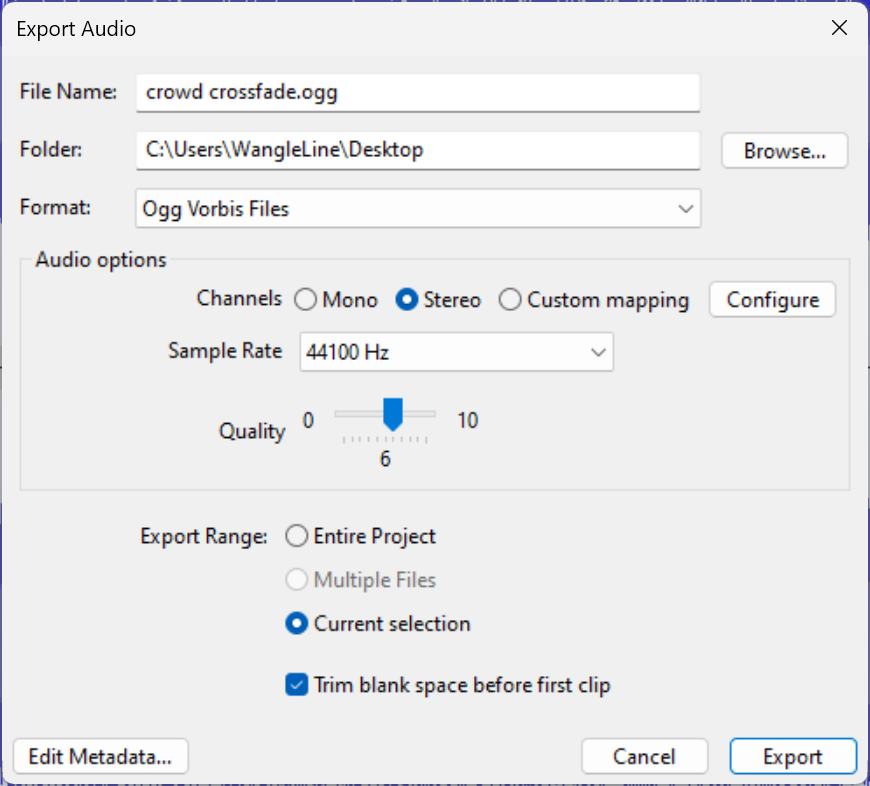 Quality slider won't move when exporting Ogg Vorbis · Issue #5626 · audacity/audacity · GitHub