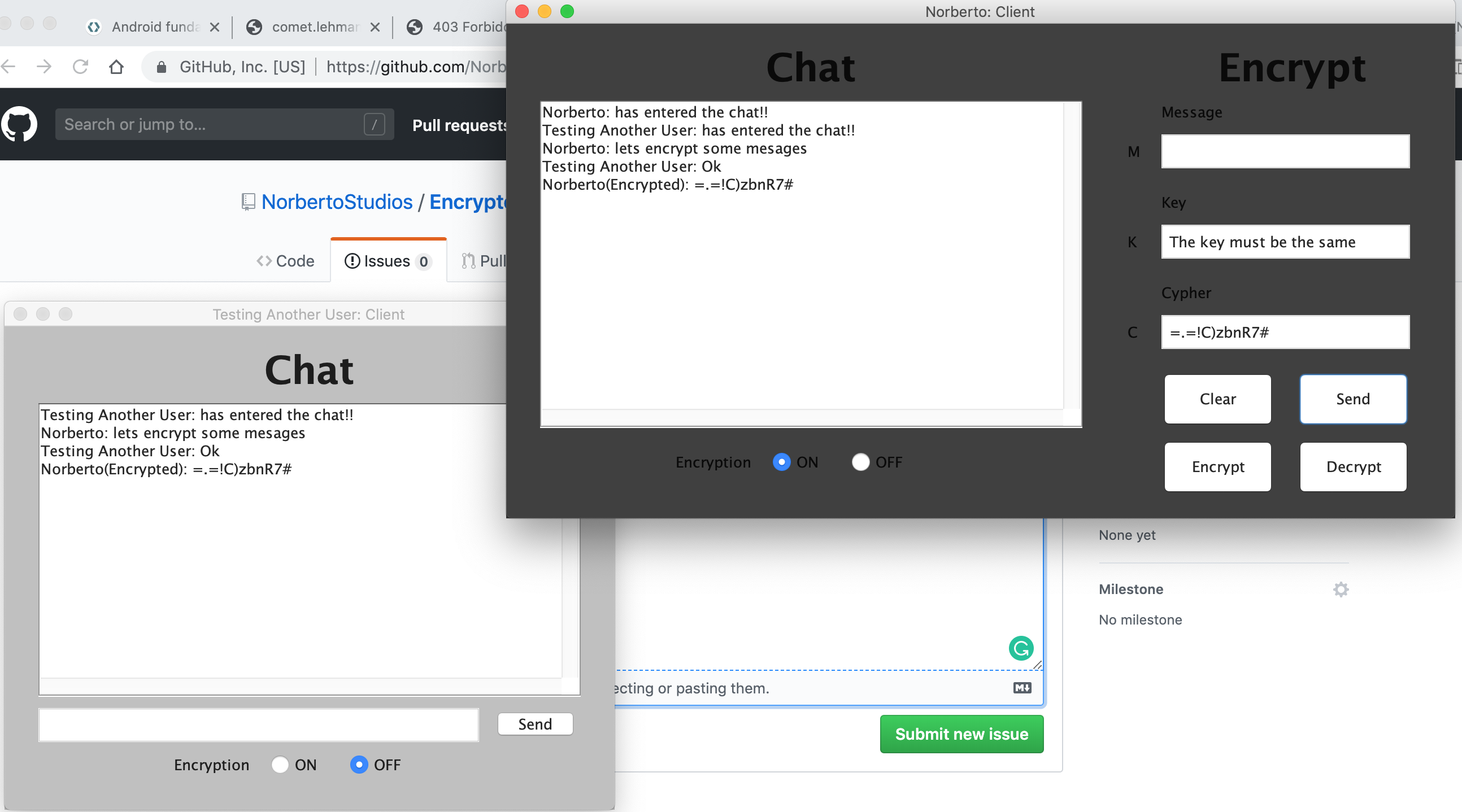 Github Norbertostudios Encryptedmessages Socket Server And Clients