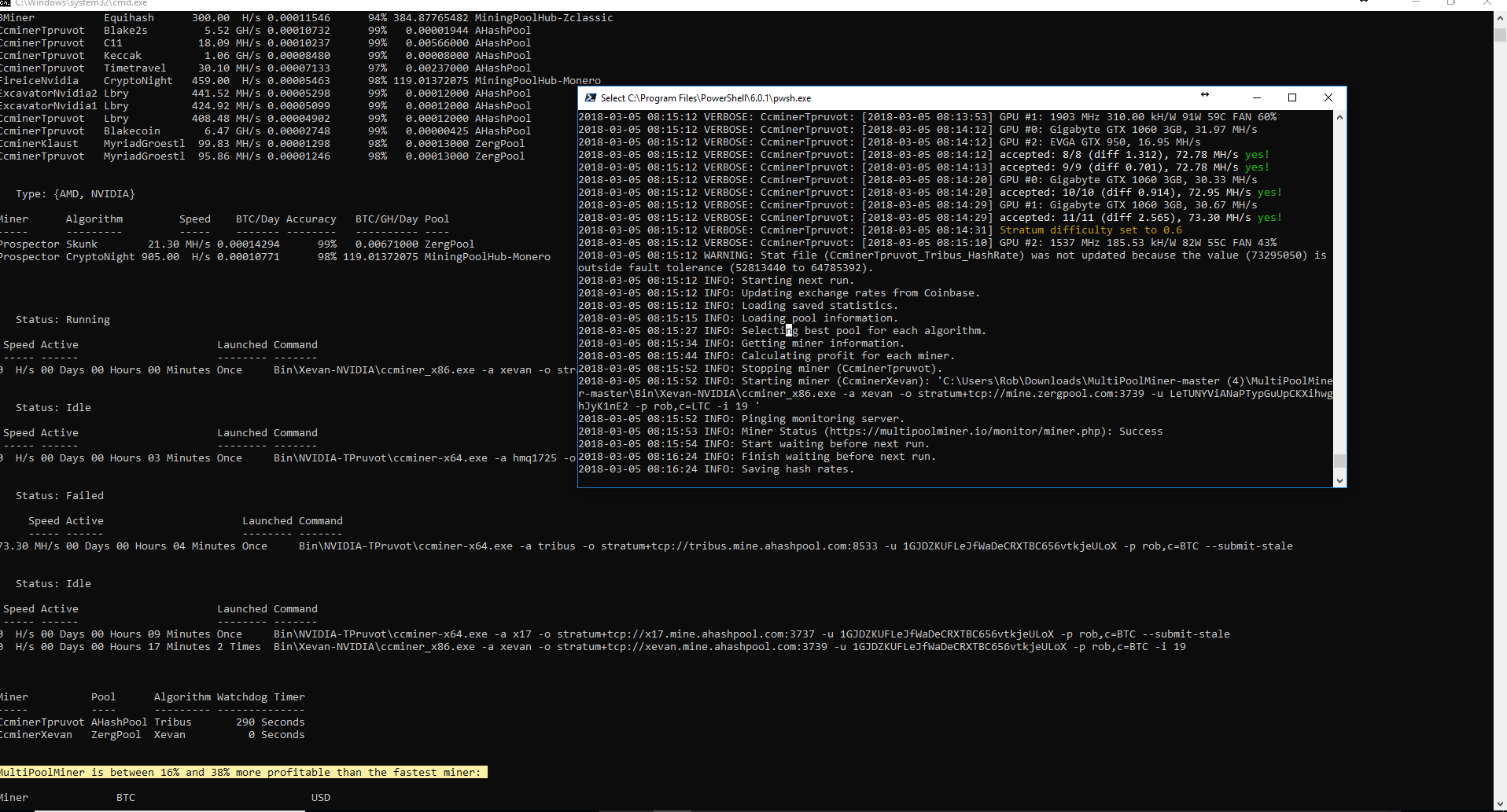 Anyway to make watchdog less aggressive? · Issue #1394 · MultiPoolMiner/MultiPoolMiner · GitHub