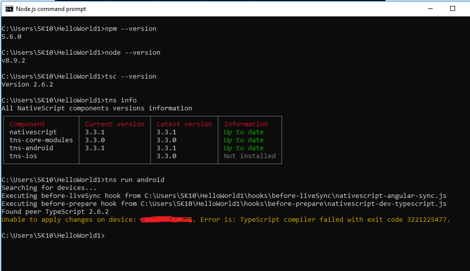Getting Error For Tns Run Android · Issue 1117 · Nativescript