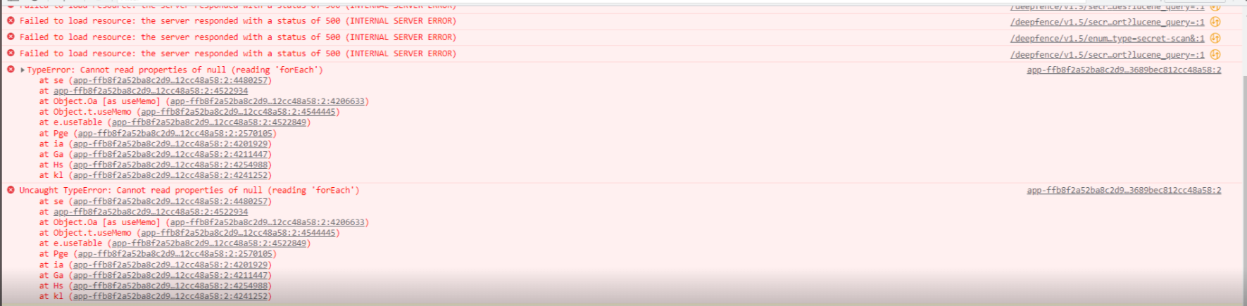 [500 internal server error] on secrect scan results page · Issue #342 · deepfence/ThreatMapper ...
