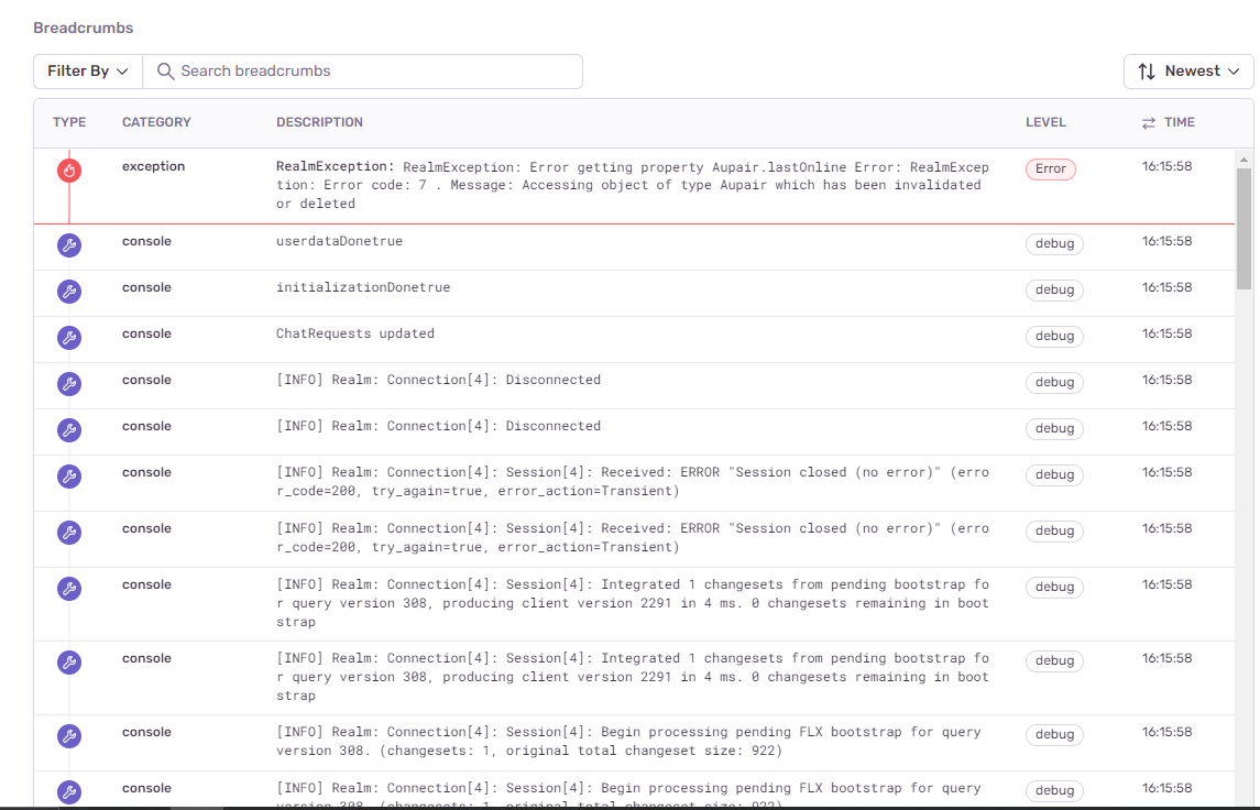 RealmException: Error getting property Userdata.isPro Error: RealmException: Error code: 7 ...