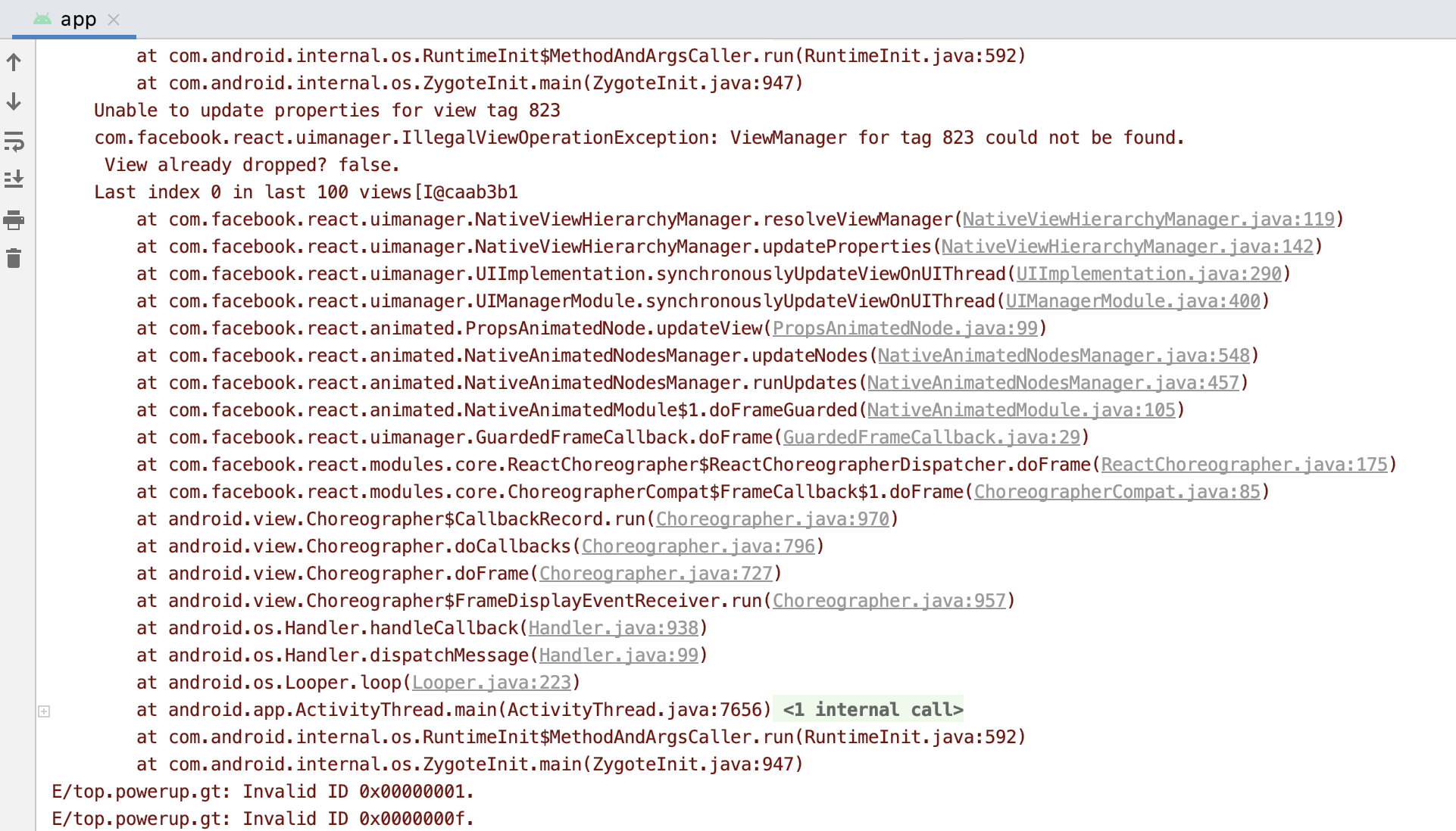 com.facebook.react.uimanager.IllegalViewOperationException: Android (Tracked via crashlytics ...