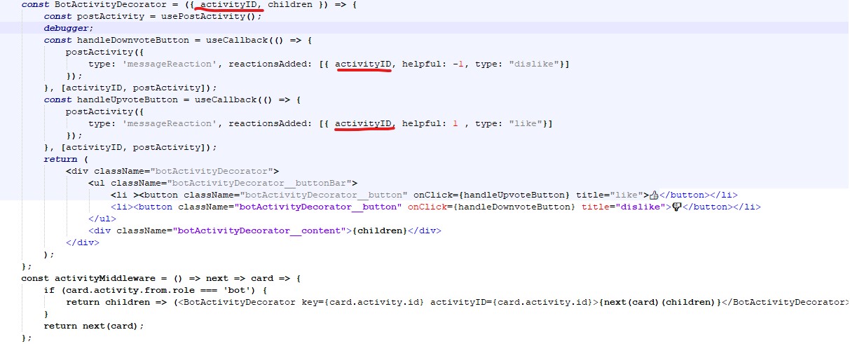 Customize And Brand The Feedback Option In React Webchat Putting On Html · Issue 3102