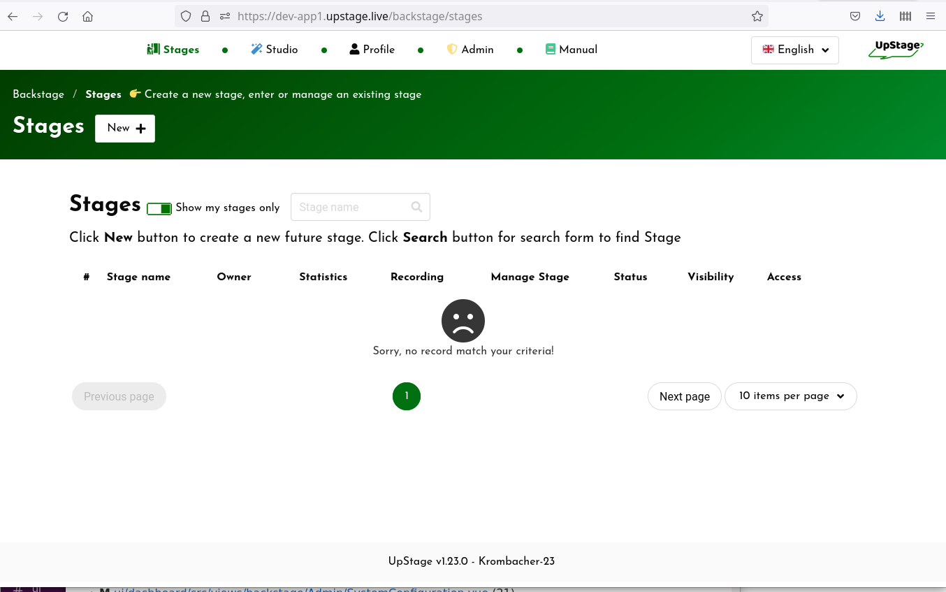 no stages shown after logging out and logging in again · Issue #1014 · upstage-org/upstage · GitHub