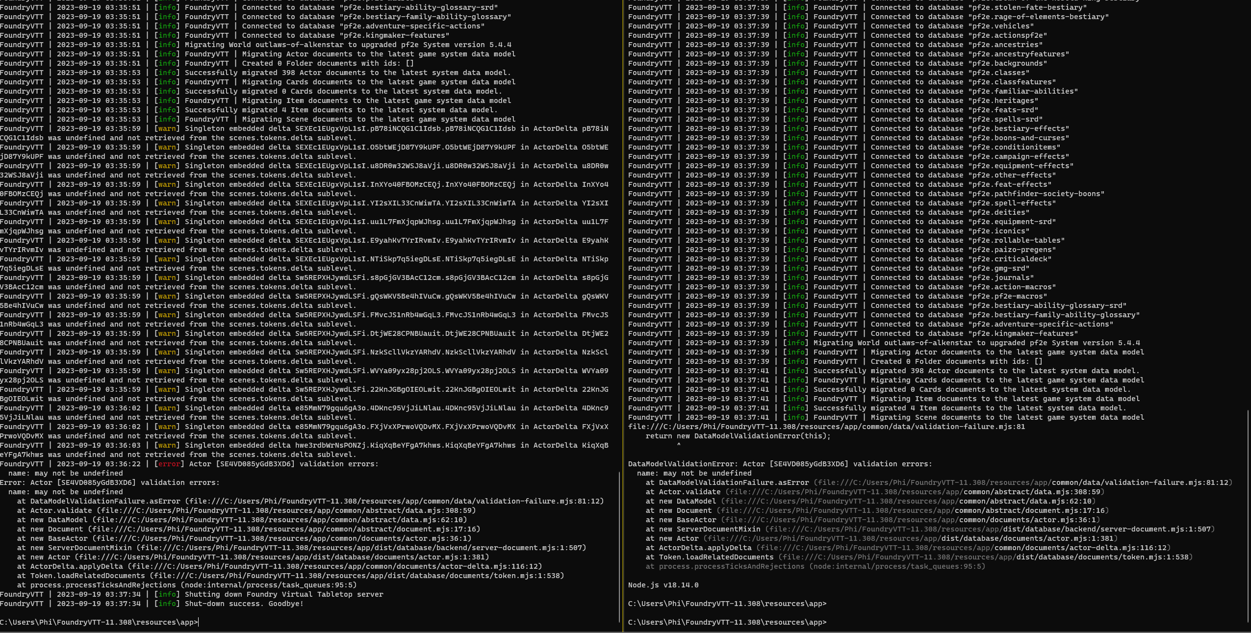 Difference in error handling between launching world through setup screen and through --world ...