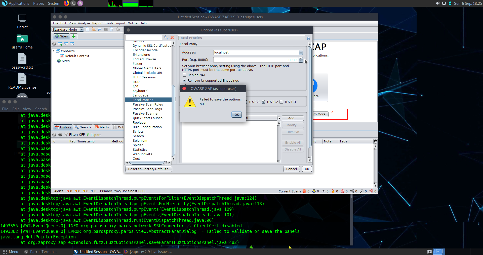 Failed to validate or save the panels · Issue #6161 · zaproxy/zaproxy · GitHub