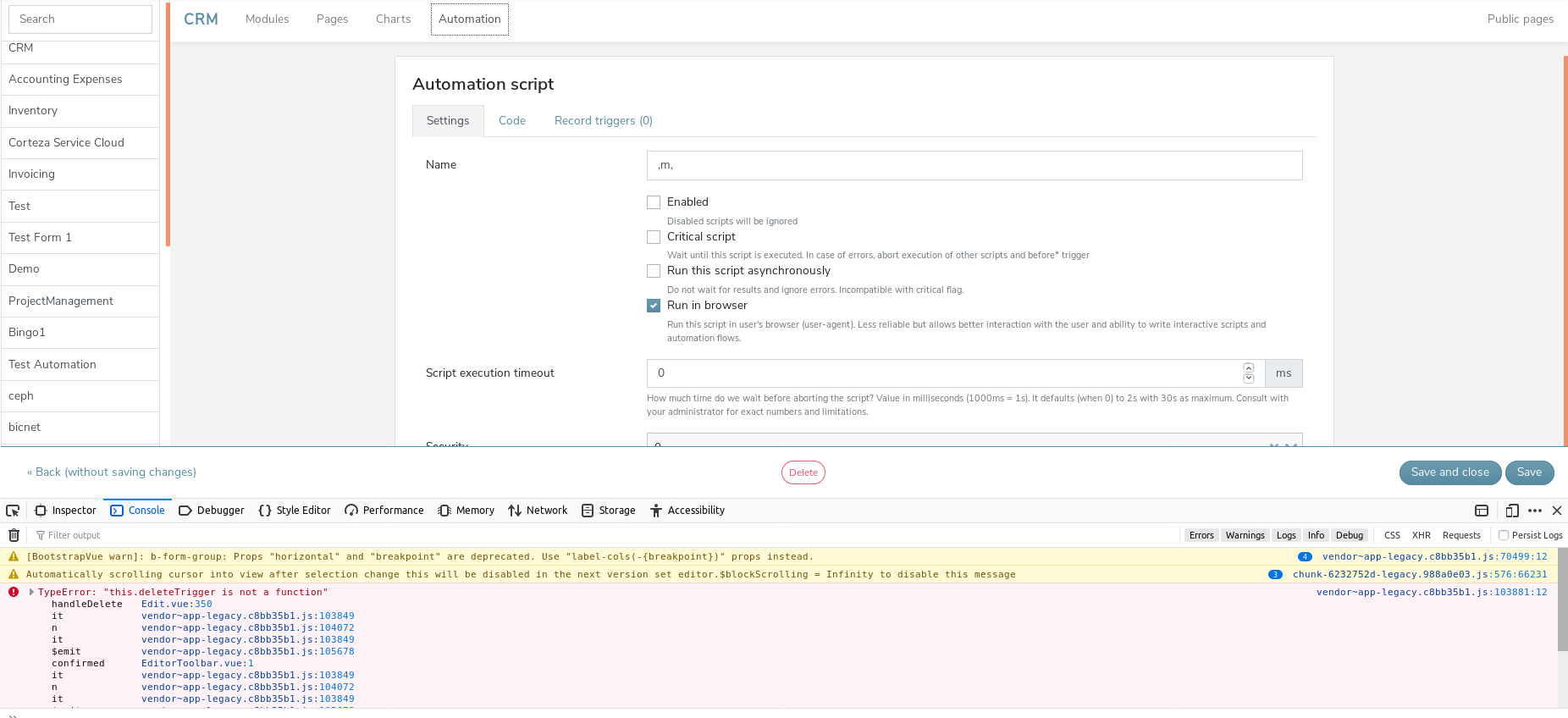 Cannot delete an automation script · Issue #126 · cortezaproject/corteza-webapp-compose · GitHub