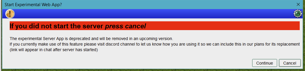 Deprecation warning when starting experimental webapp server. · Issue #2524 · RPTools/maptool ...