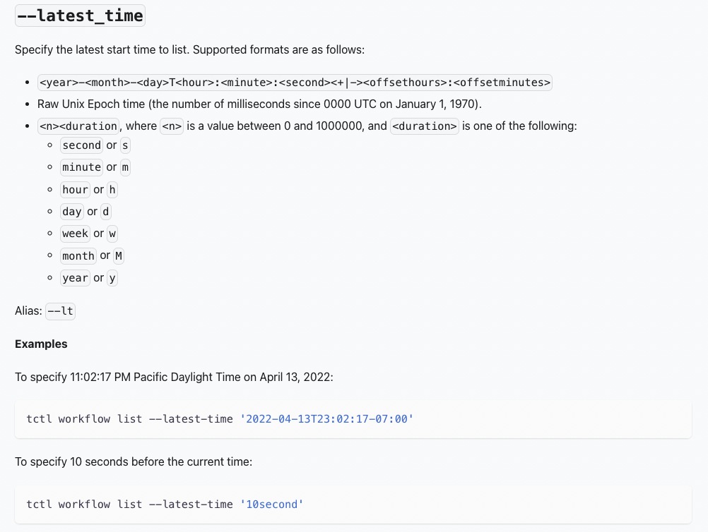 tctl workflow list commands need update · Issue #1132 · temporalio/documentation · GitHub