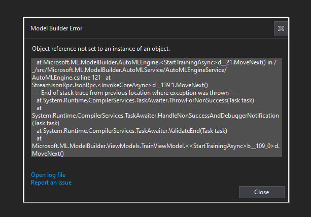 ML .Net Image Classification Error · Issue #1737 · dotnet/machinelearning-modelbuilder · GitHub