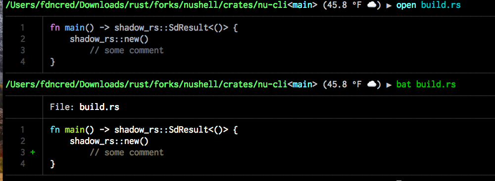 open command on file in git repo with changes doesn't show them · Issue #3254 · nushell/nushell ...