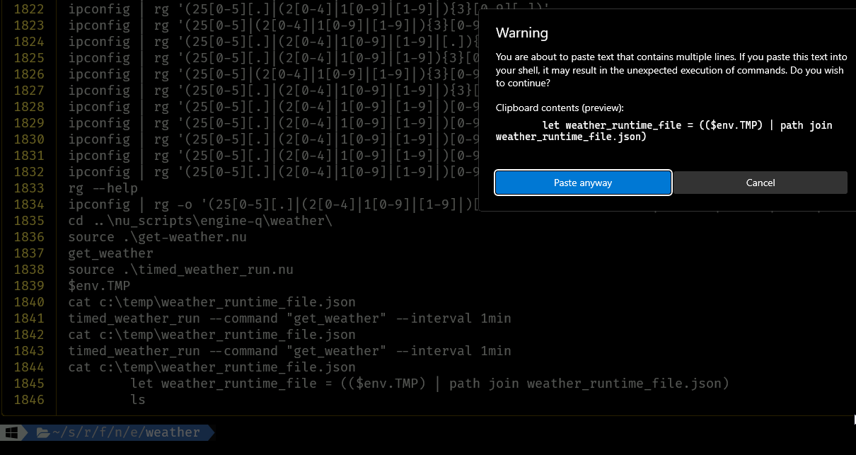pasting data with leading spaces · Issue #274 · nushell/reedline · GitHub