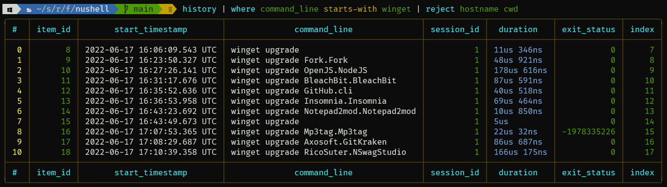 sqlite history command duration is incorrect · Issue #5819 · nushell/nushell · GitHub
