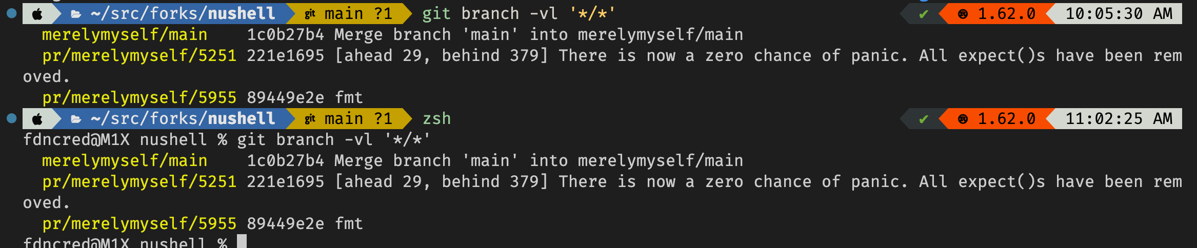 git branch -vl '*/*' returns nothing · Issue #5978 · nushell/nushell · GitHub