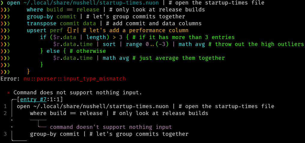 type system doesn't like multi-line repl input with pipes on the right with comments following ...