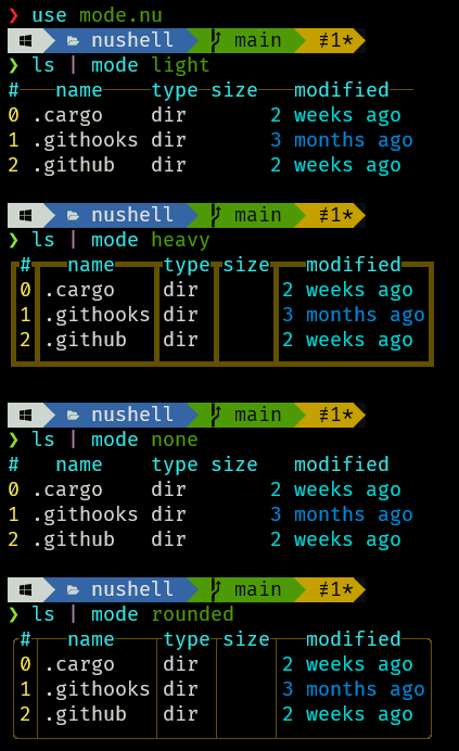 `table` has `--list`, but no way to select a mode/theme · Issue #6820 · nushell/nushell · GitHub