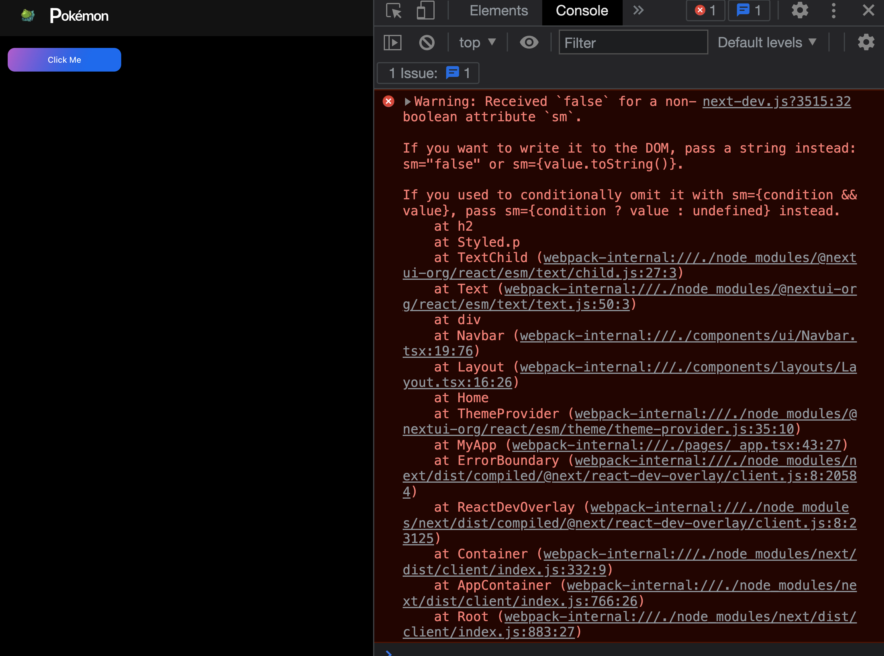 Warning: Received `false` for a non-boolean attribute `sm`. · Issue #161 · heroui-inc/heroui ...