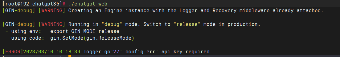 linux系统下一直报错config err: api key required · Issue #67 · 869413421/chatgpt-web · GitHub