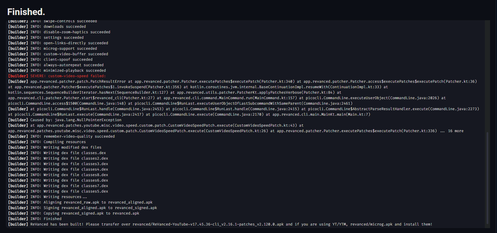 bug: Custom Speed Patch Fail · Issue #1089 · revanced/revanced-patches · GitHub