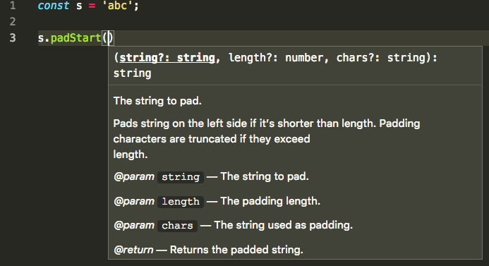 Wrong suggestion for padStart in JS · Issue #48243 · microsoft/vscode ...