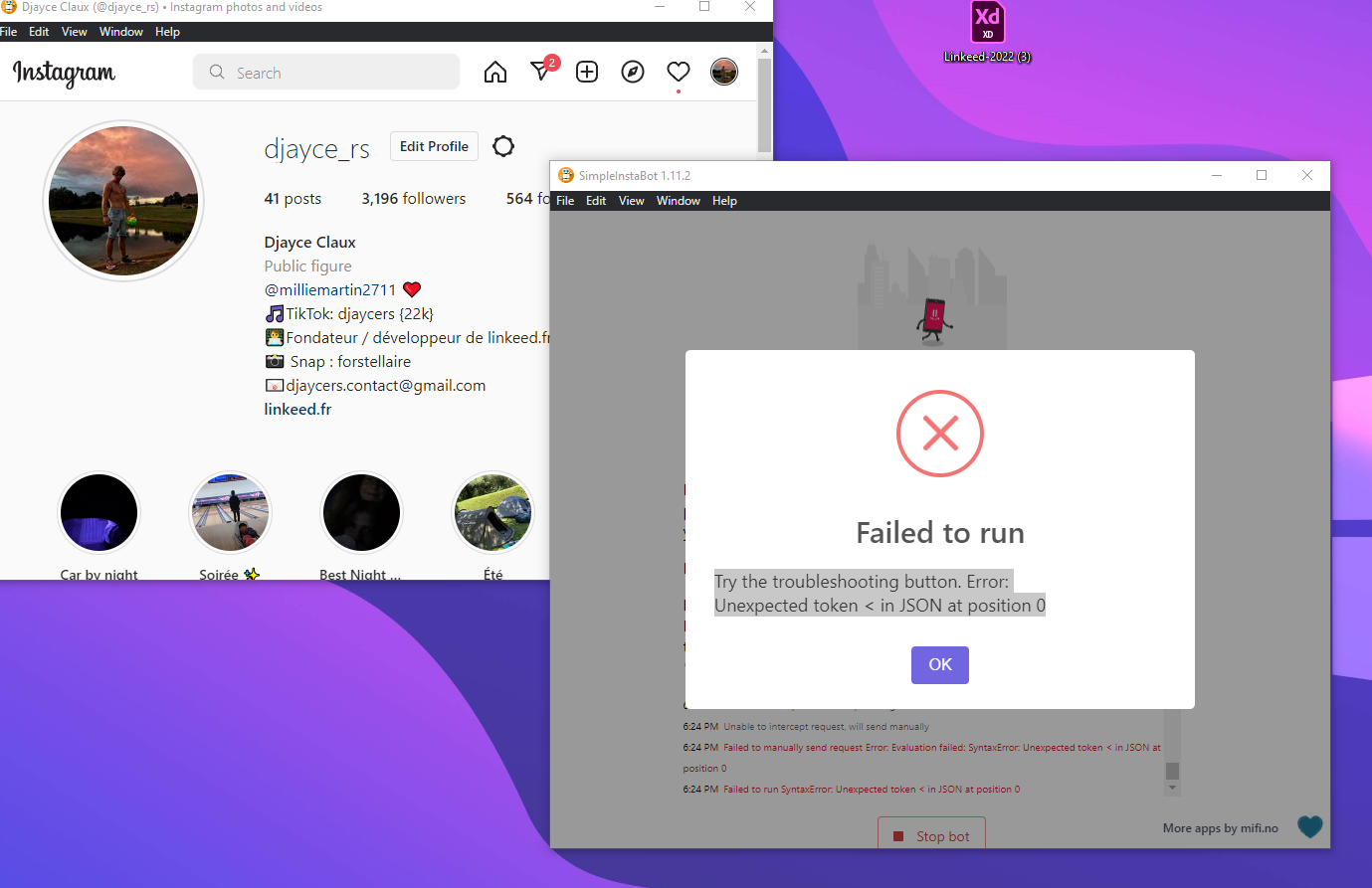 Try the troubleshooting button. Error: Unexpected token
