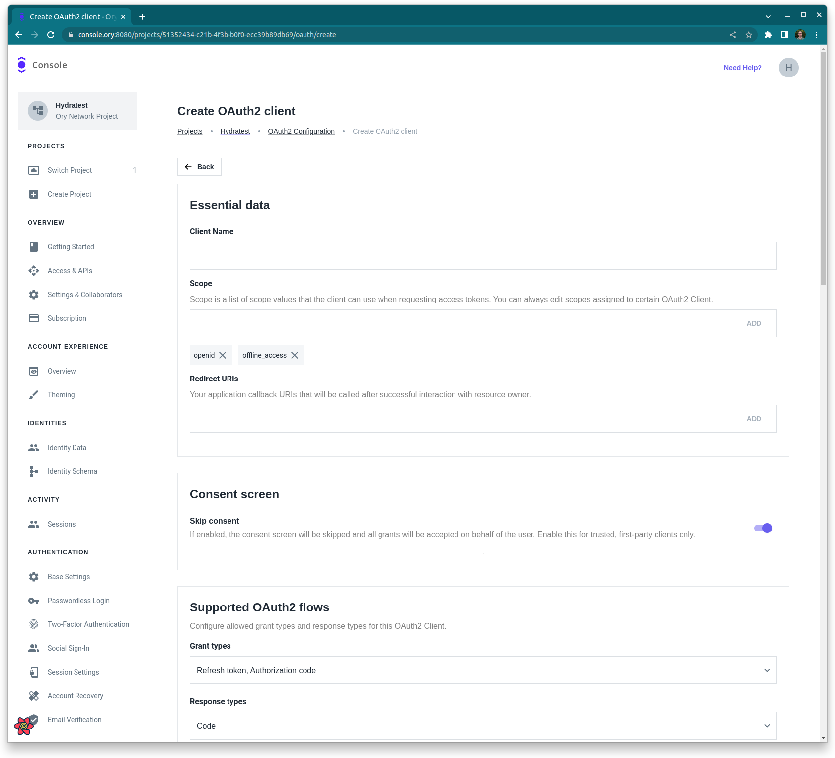 docs: hydra guide to skip consent redirection · Issue #418 · ory/docs · GitHub