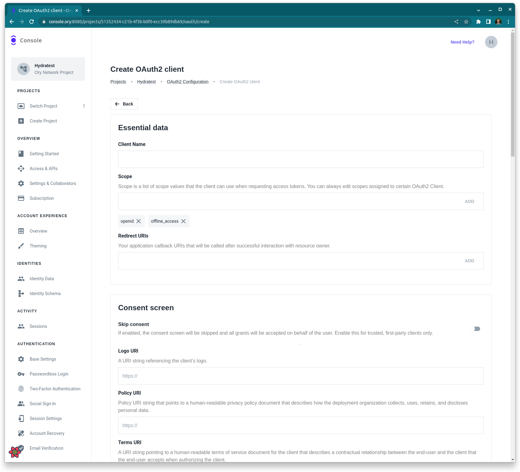 docs: hydra guide to skip consent redirection · Issue #418 · ory/docs · GitHub