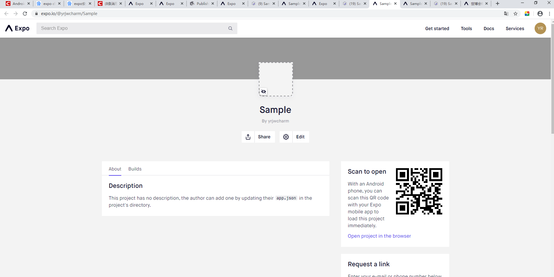 I use expoclient to scan the QR code of my published project, which is ...