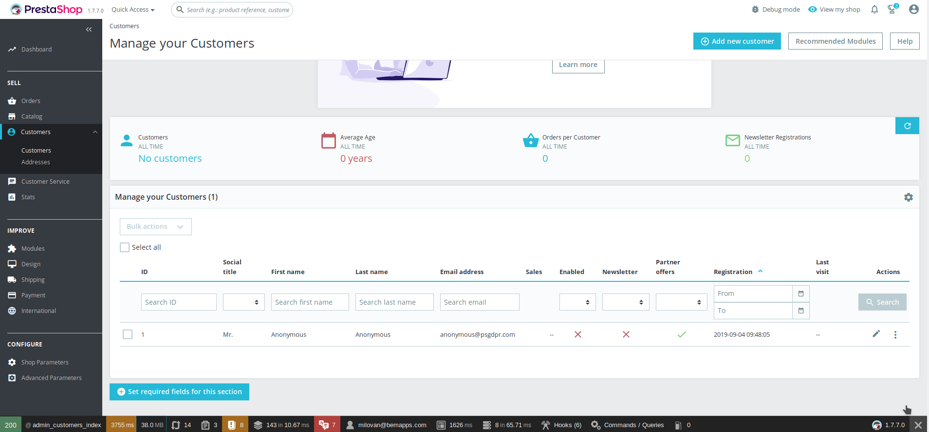 Web Debug Toolbar missing on Addresses · Issue #15412 · PrestaShop/PrestaShop · GitHub