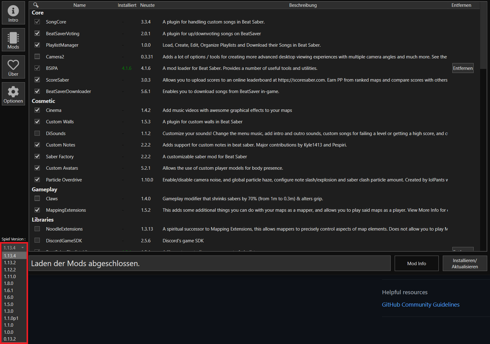 Beatsaber version 1.15.0 not listed · Issue #332 · bsmg/ModAssistant · GitHub