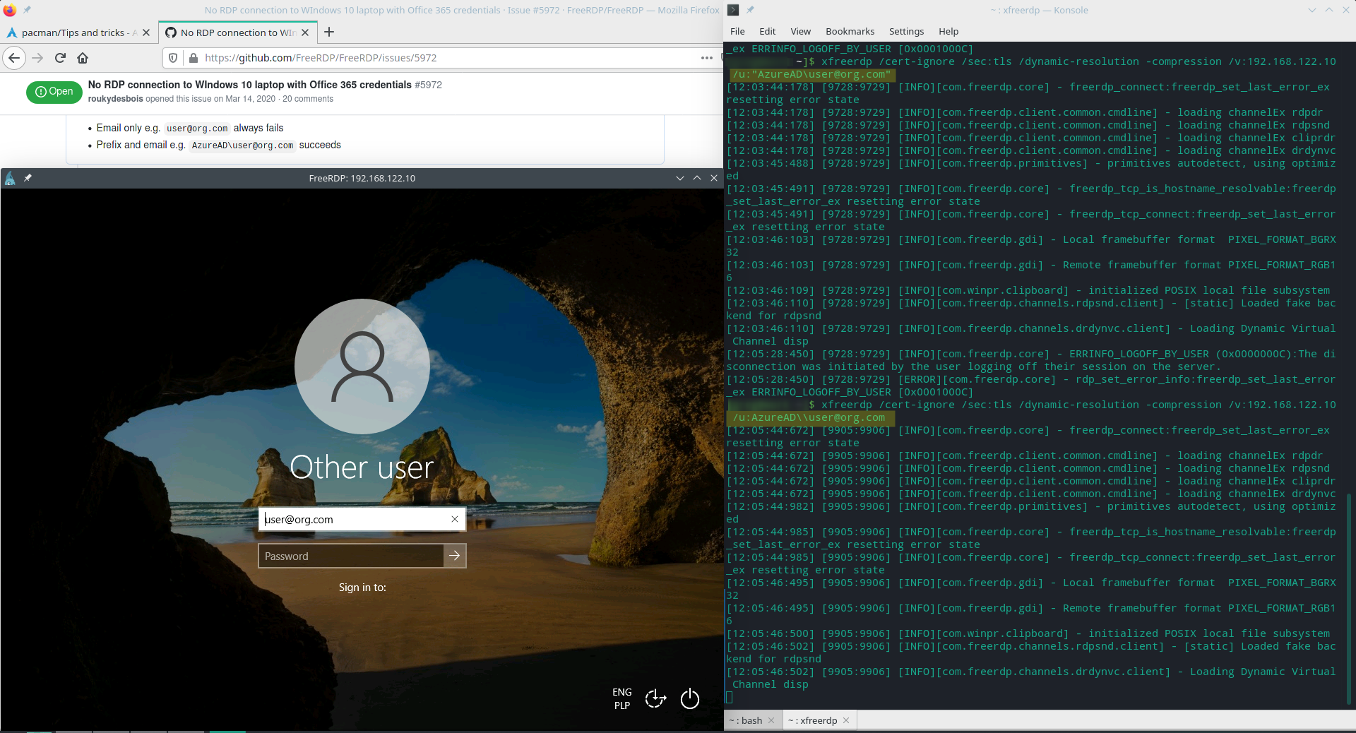 No RDP connection to WIndows 10 laptop with Office 365 credentials · Issue #5972 · FreeRDP ...