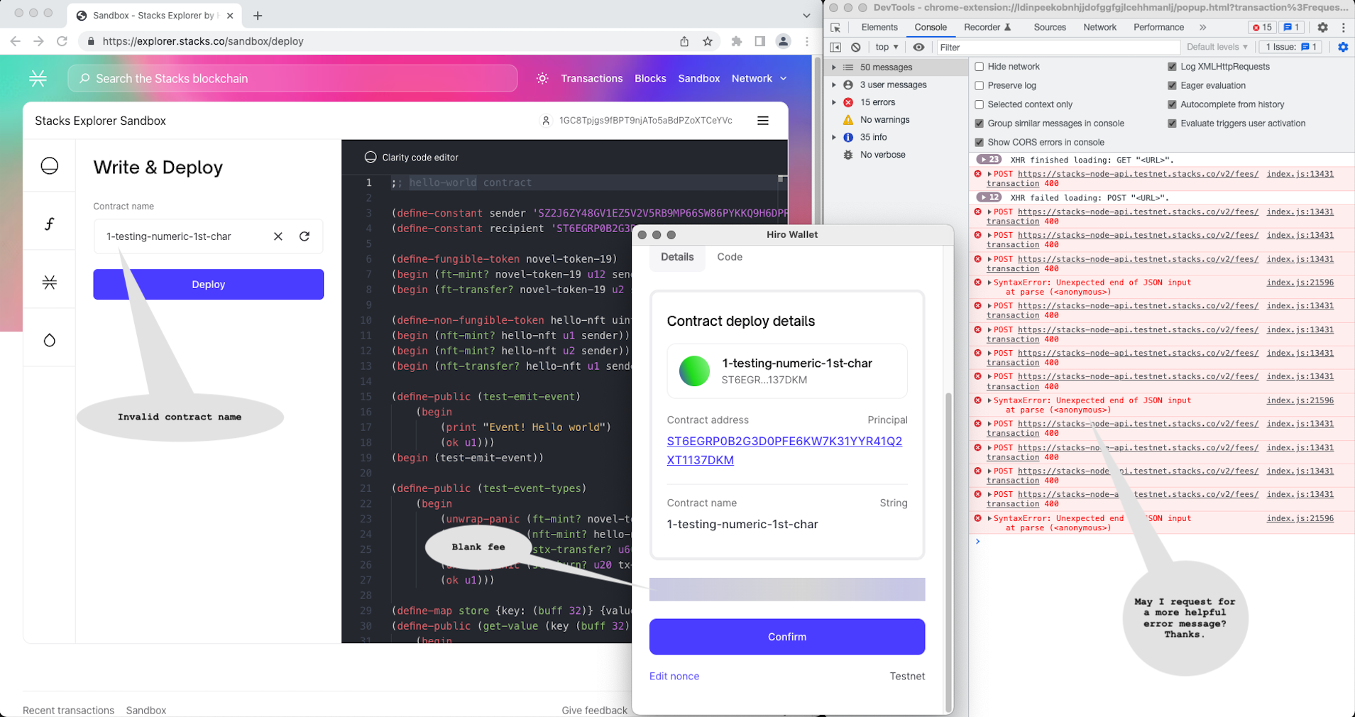 Request for a more descriptive error message when deploying a bad contract name. · Issue #2181 ...