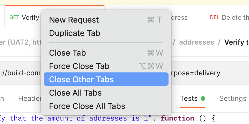 "Close Other Tabs" option not responding · Issue #11247 · postmanlabs/postman-app-support · GitHub