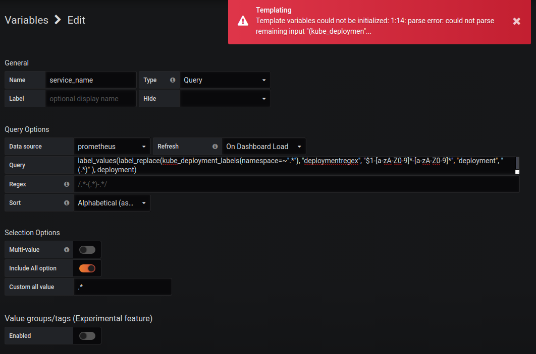 Labelreplace Not Working In Variables Section · Issue 28447 · Grafana 7862