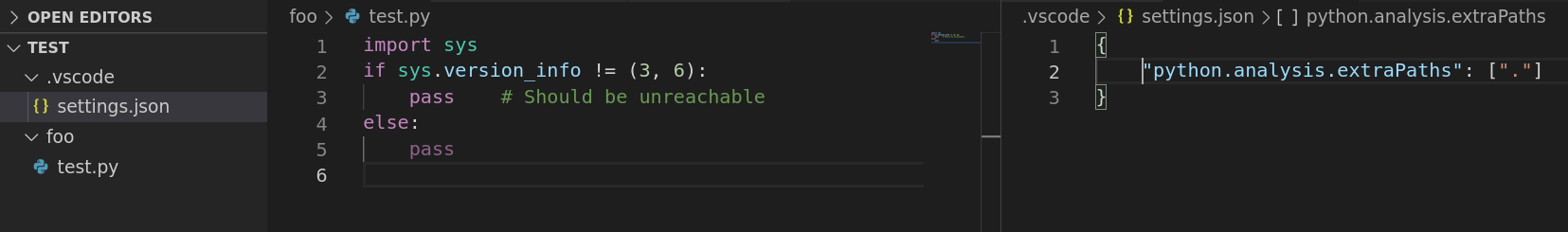 Adding an extra path causes Pylance to miss-interpret sys.version_info ...