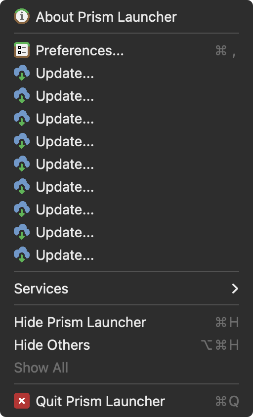 [MacOS] 'Update' command appearing multiple times in pull-down menu · Issue #1172 ...
