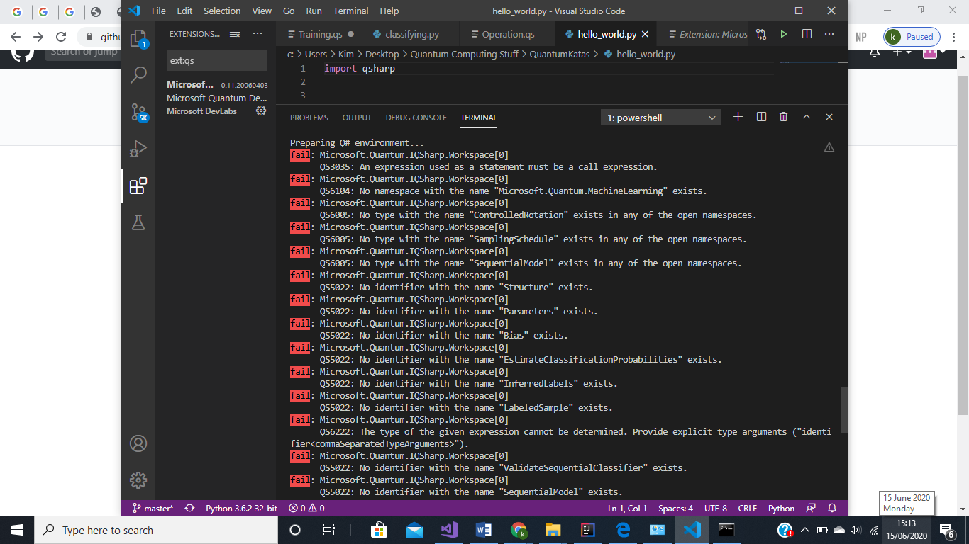 programming - Attempting to use the QuantumMachineLearning Repositry ...