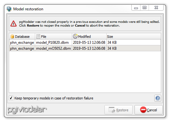 File recovery popup appears every time. · Issue #1271 · pgmodeler/pgmodeler · GitHub