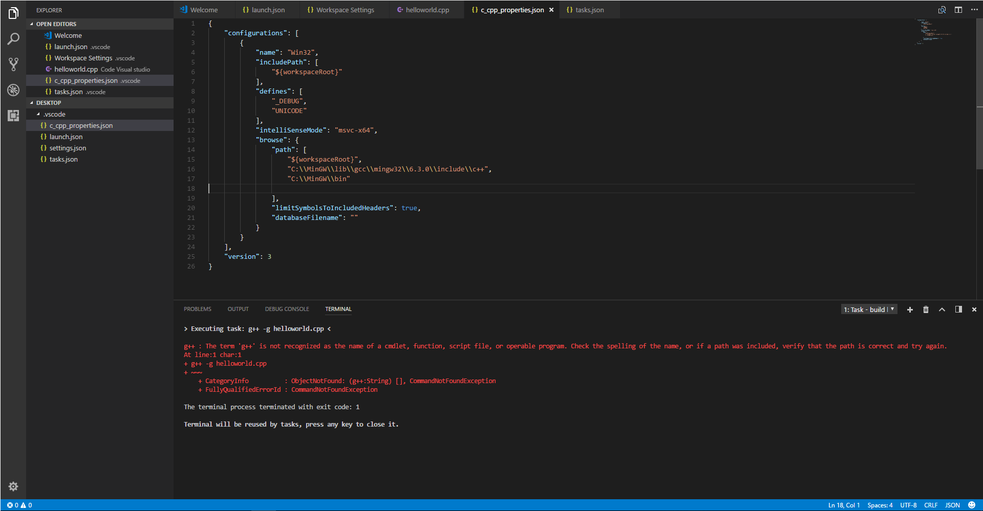 g++ not recognized as the name of a cmdlet · Issue #1329 · microsoft/vscode-cpptools · GitHub
