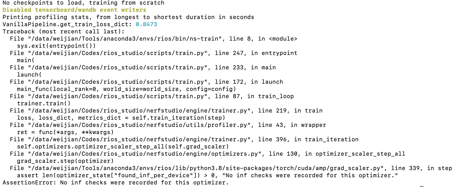instant-ngp cannot optimize camera parameters (No inf checks were recorded for this optimizer ...