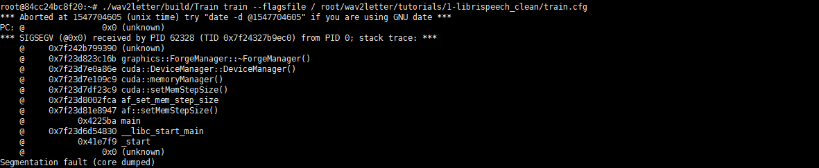 SegFault when running tutorial · Issue #127 · flashlight/wav2letter · GitHub